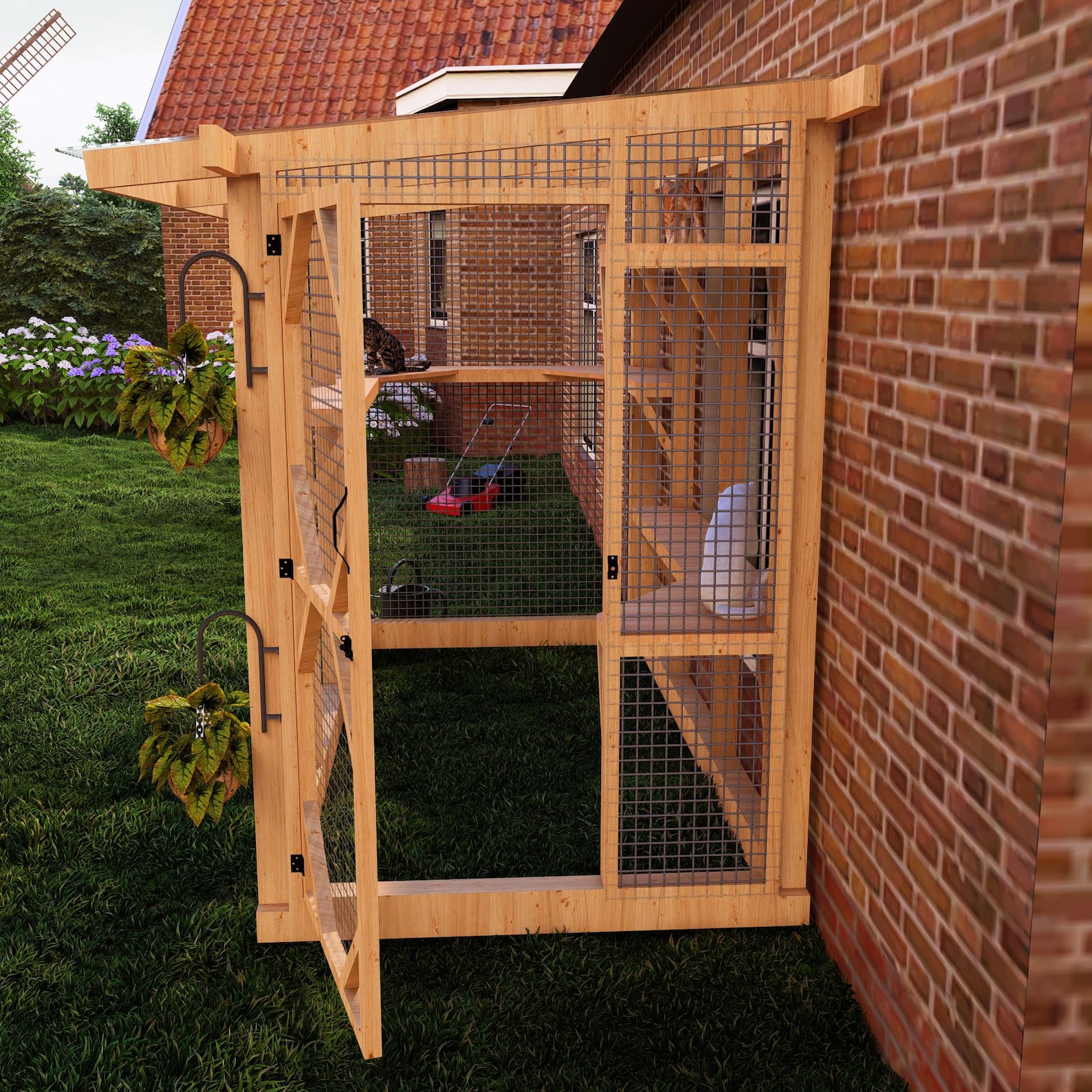 DIY Outdoor Cat Enclosure Plans, 5 X 10 Pergola Style Catio With ...