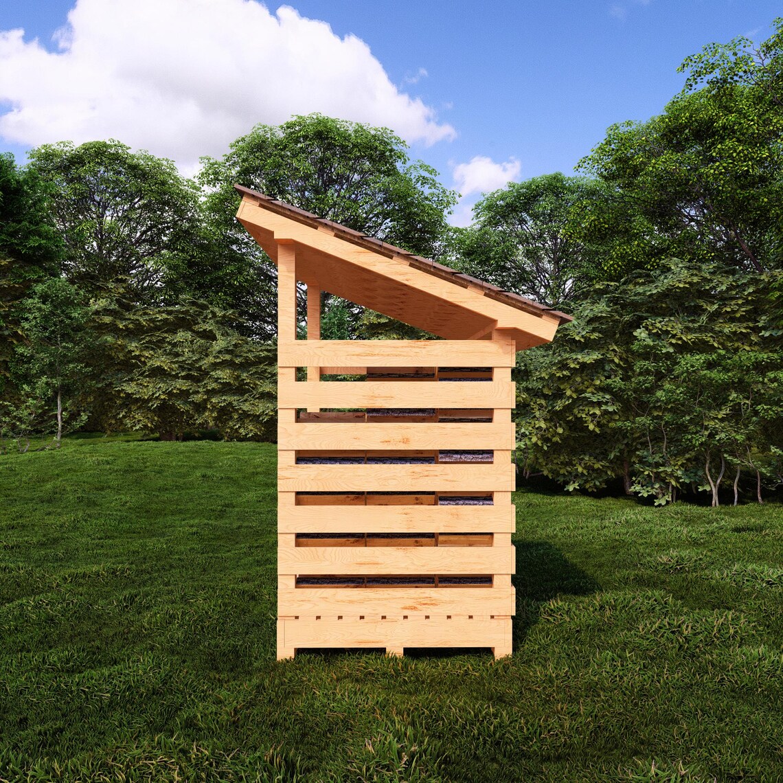 DIY 4x6 Ft Timber Firewood Shed Plans, Open-front Storage for Logs ...