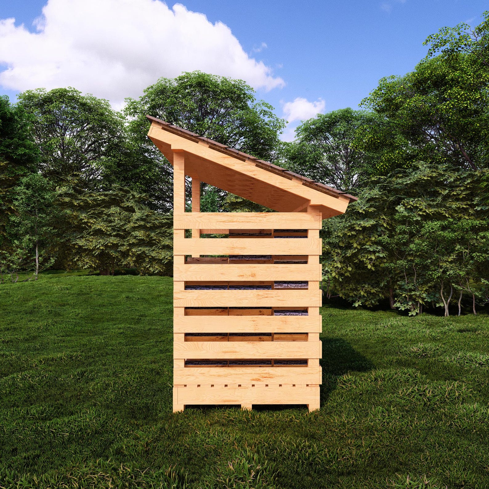 DIY 4x6 Ft Timber Firewood Shed Plans, Open-front Storage for Logs ...