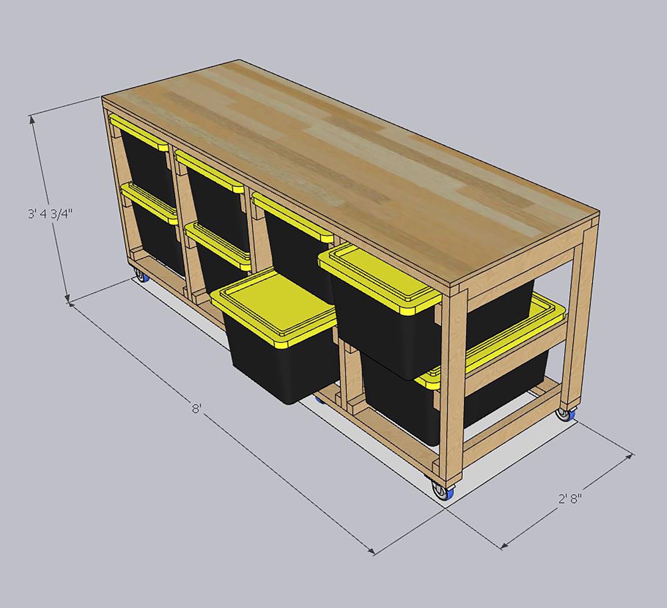 DIY Modular 3-in-1 Tote Storage Rack & With Workbench Option, Holds 43 ...