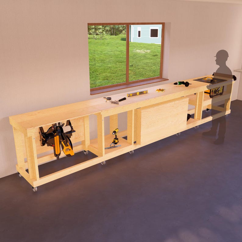 DIY Compact Workbench Plans 2x16 With Foldable Extra Work Surface ...