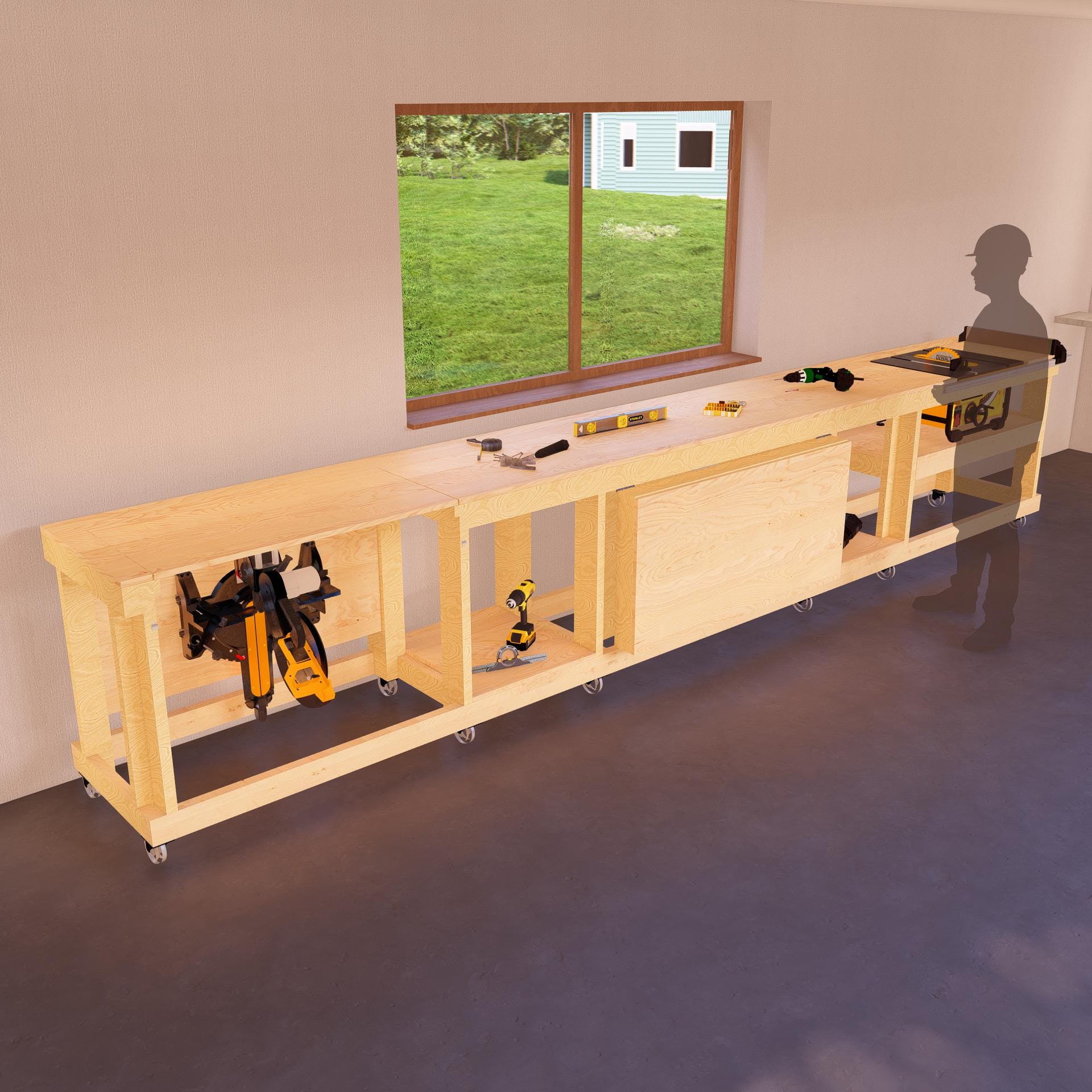 DIY Compact Workbench Plans 2x16 With Foldable Extra Work Surface ...