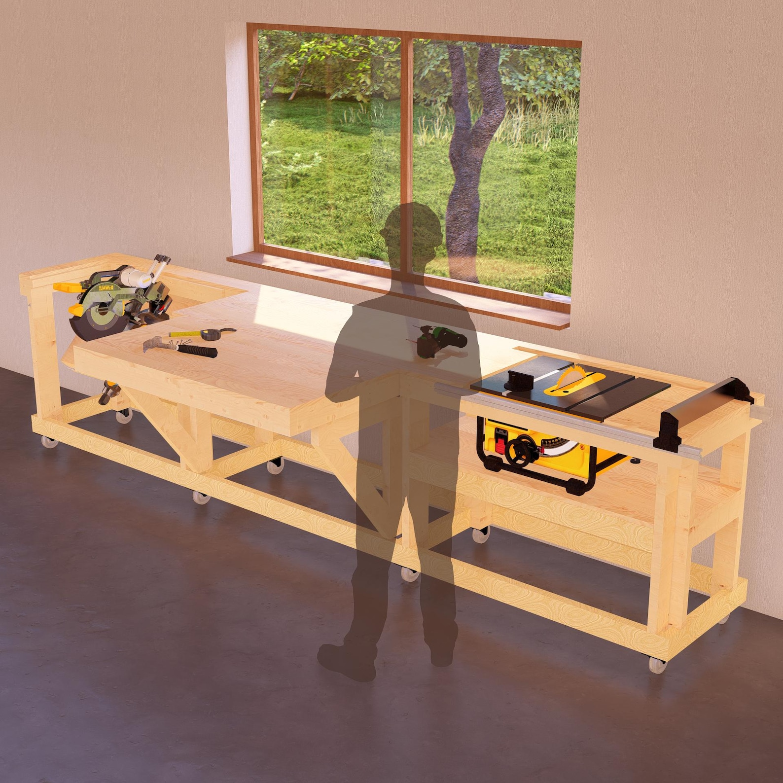 2x12 Space-saving DIY Workbench Plans, Includes Foldable Extra Work ...
