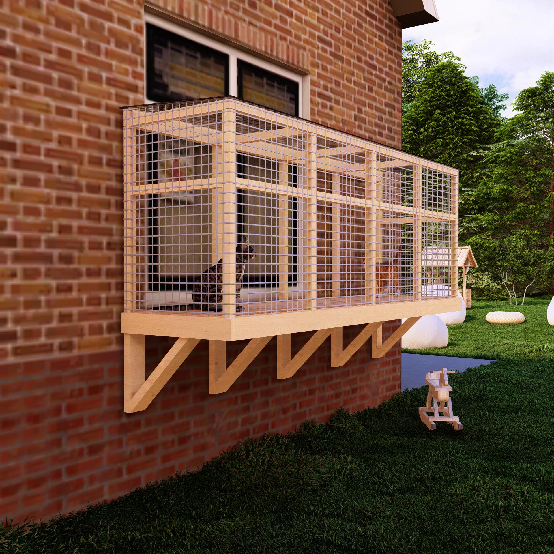 DIY 2x8 Ft Window Catio Plans – Secure Outdoor Cat Enclosure, Cat ...