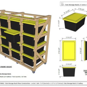 DIY 16-bin Tote Storage Rack Plans, Wooden Modular Shelves for 27-gallon Bins, Mobile and Space ...