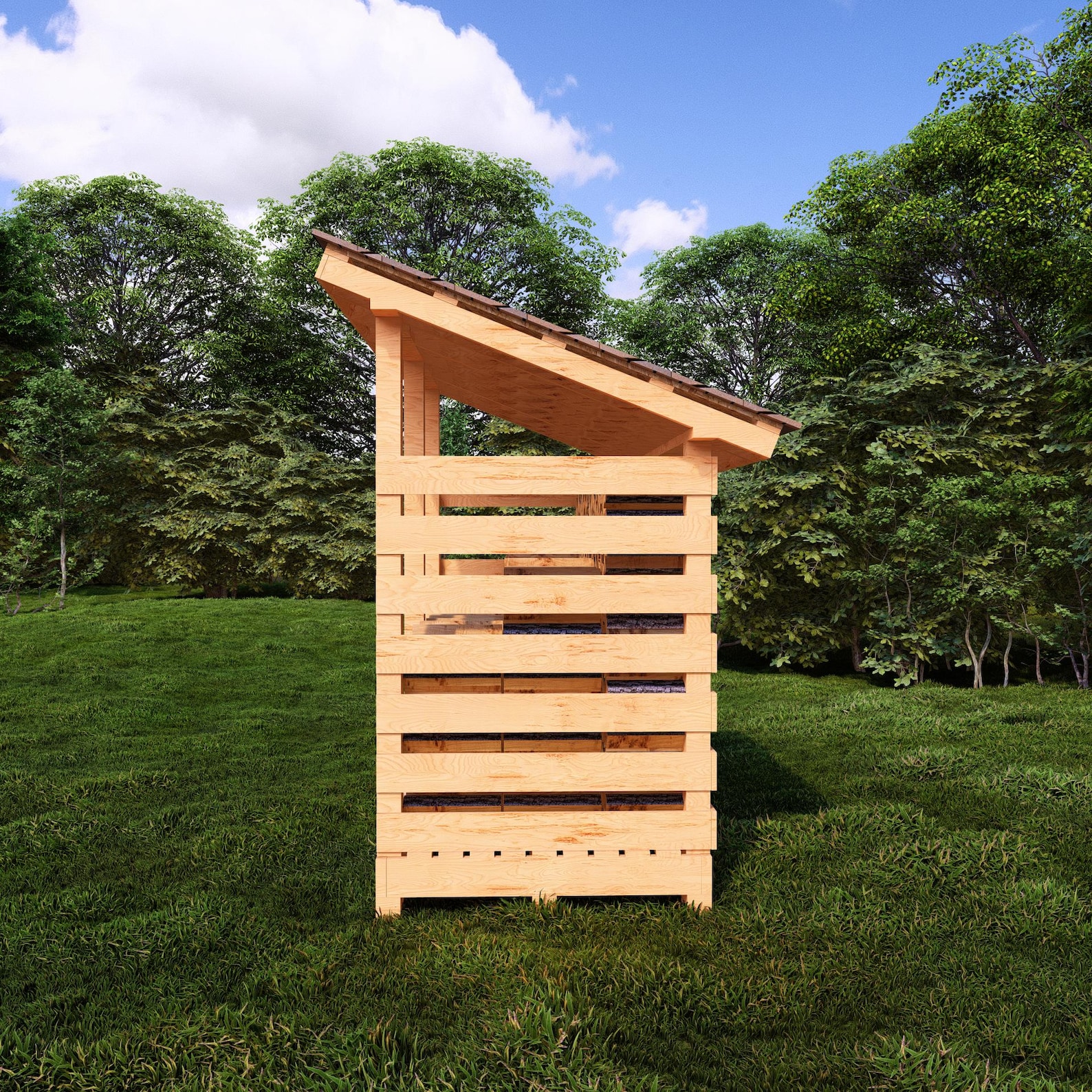 DIY Open Firewood Shed Plans, 4x8 Ft Slatted Wooden Storage for Proper ...