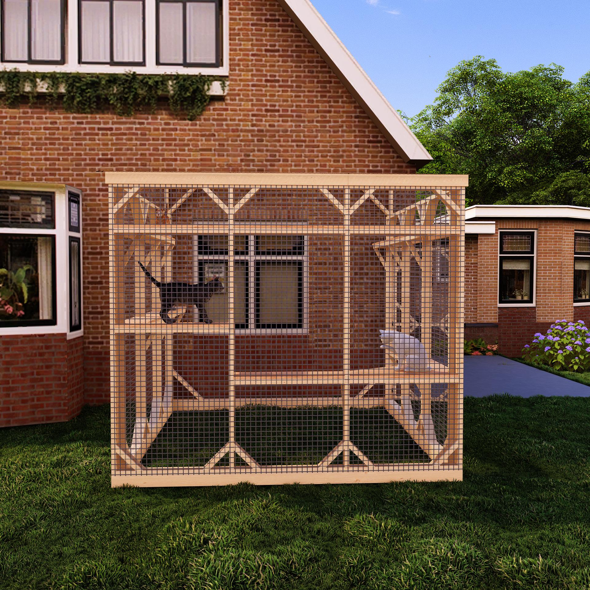 DIY Catio Plans for Patio, Spacious 9x9 Ft Outdoor Catio With Multi ...