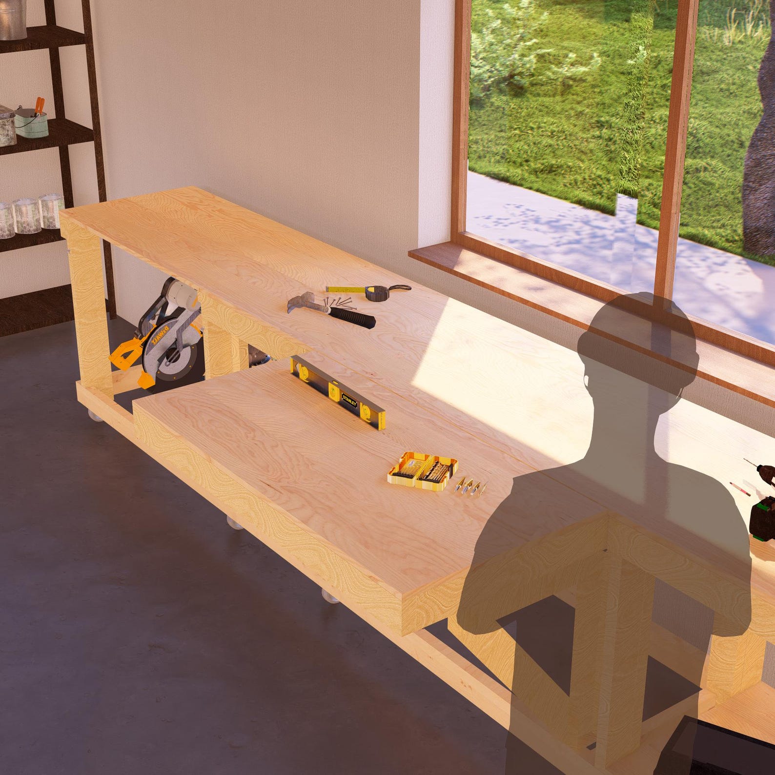 DIY Compact Workbench Plans 2x16 With Foldable Extra Work Surface ...