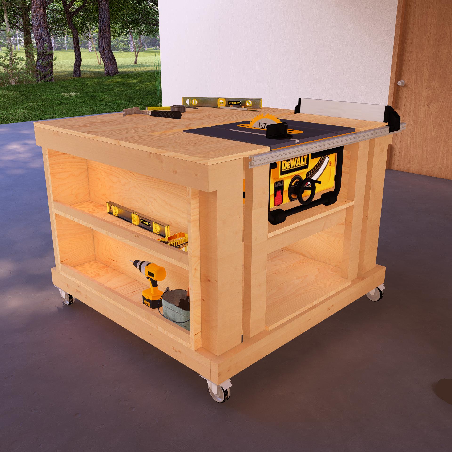 4x4 Versatile Modular Workbench Plans With Table Saw Station & Storage ...