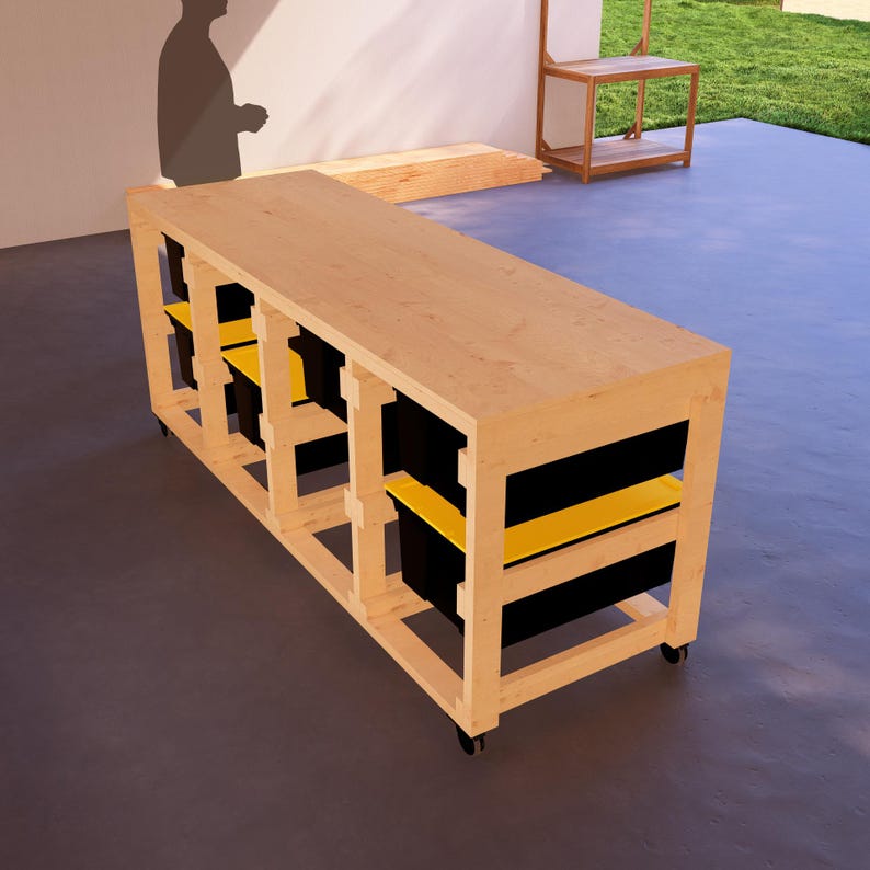 DIY Modular Mobile Tote Rack Workbench Plans, Holds 8 27-gallon Bins ...