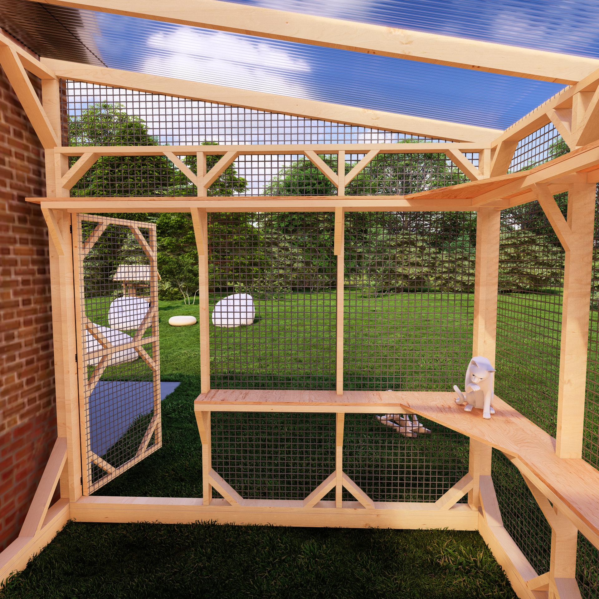 DIY Catio Plans for Patio, Spacious 9x9 Ft Outdoor Catio With Multi ...