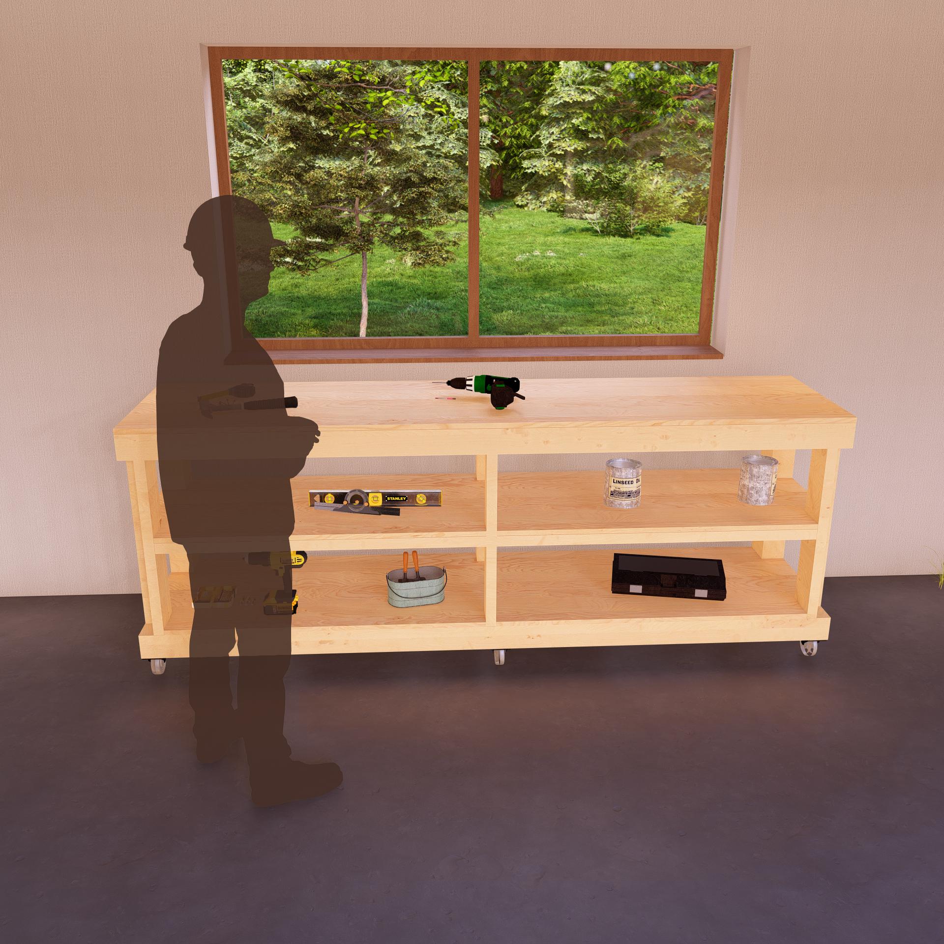 DIY Modular Garage Workbench Plans in 2x8 Size, Perfect for Narrow ...