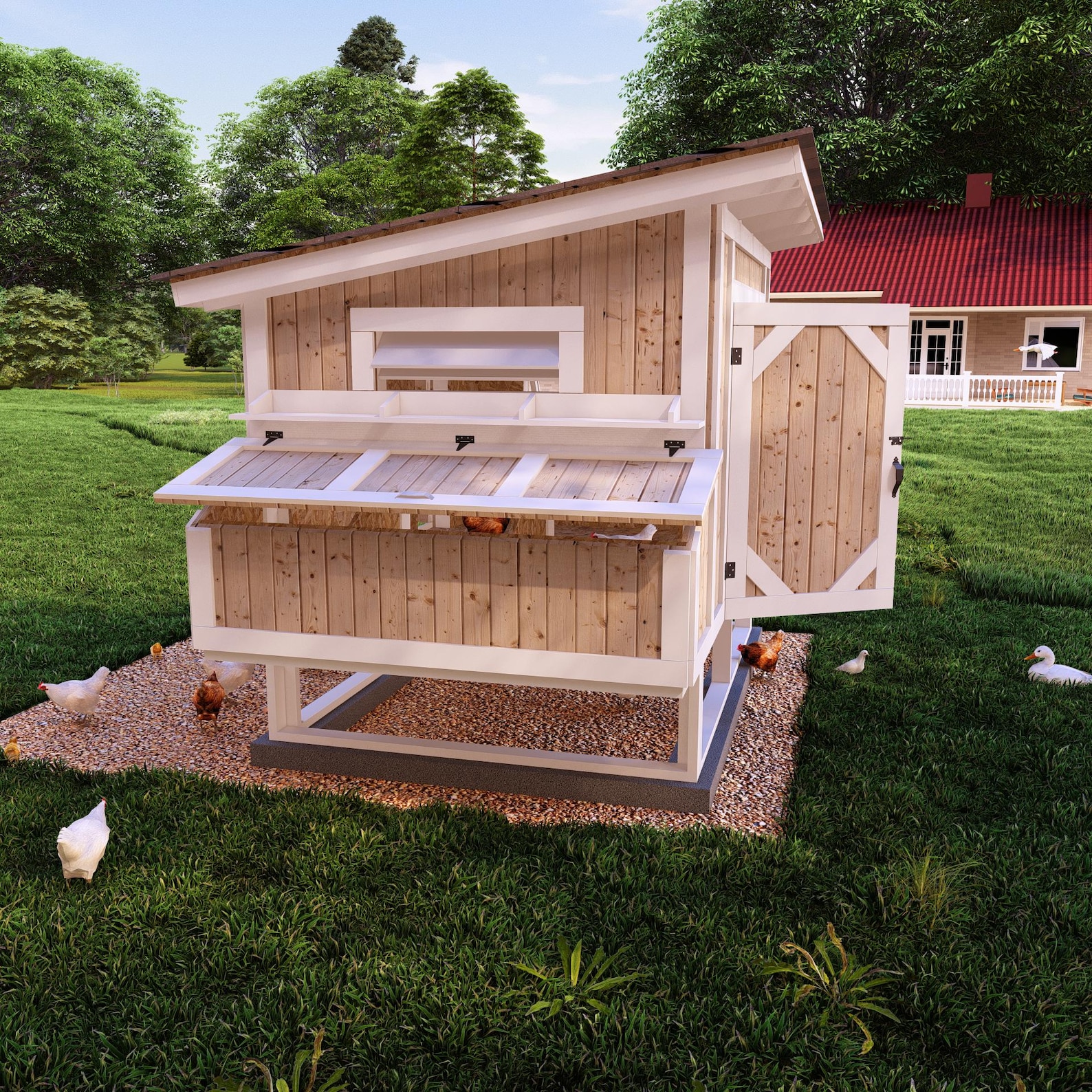 Spacious Chicken Coop Plans for 20 Chickens, 6x8 DIY Hen House With ...