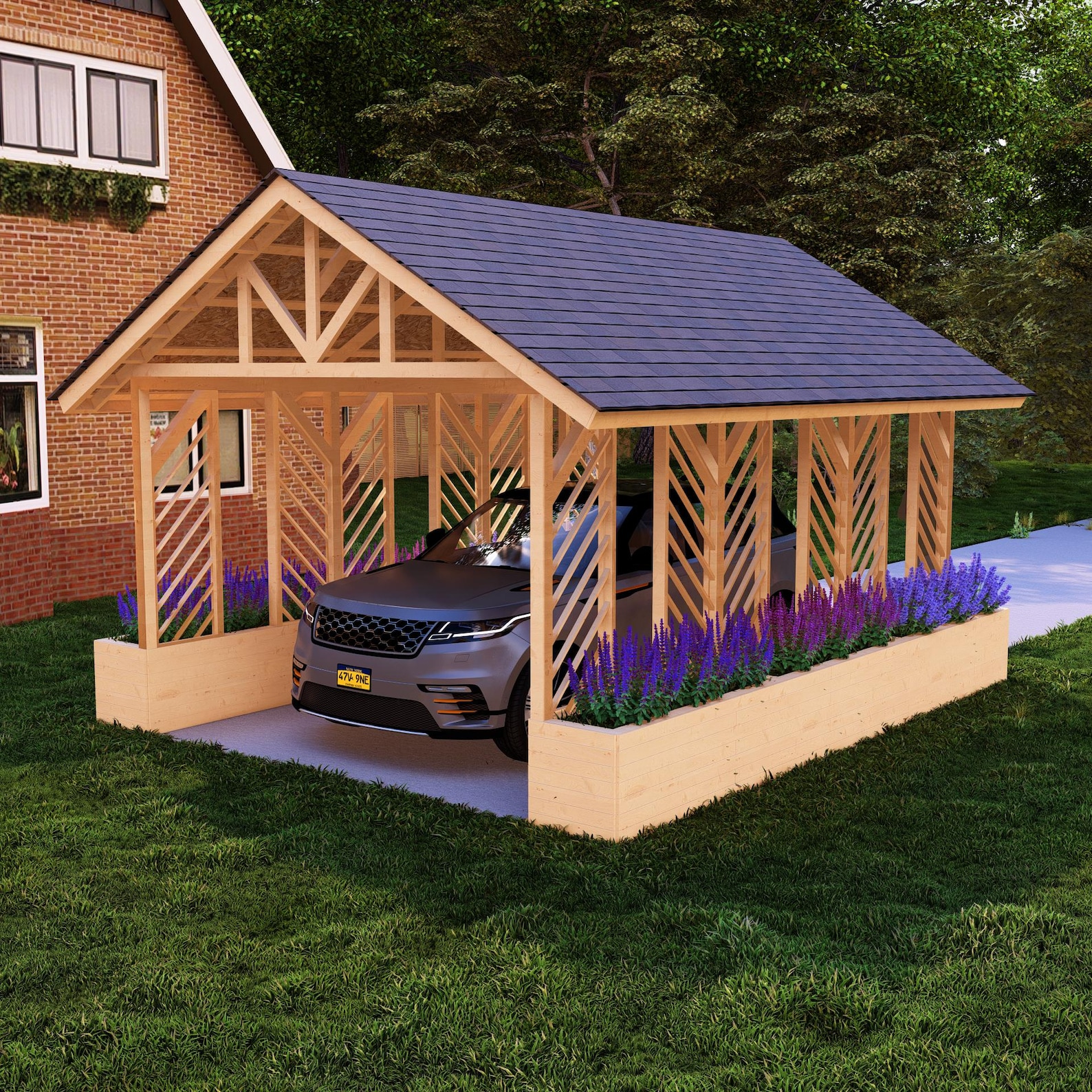 DIY Wooden Single Car Garage Plans With Landscape Integration (PDF ...
