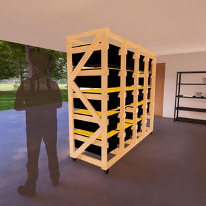 DIY Tote Storage Rack Plans, Mobile Wooden Shelving Unit for 27-gallon ...