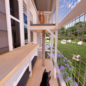 DIY Window Catio Plans, Outdoor Cat Enclosure With Scratching Post ...