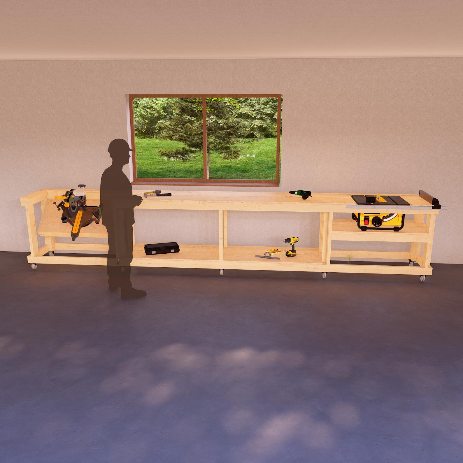 DIY Compact Workbench Plans, Build Your Own 2x16 Space-saving Workbench ...