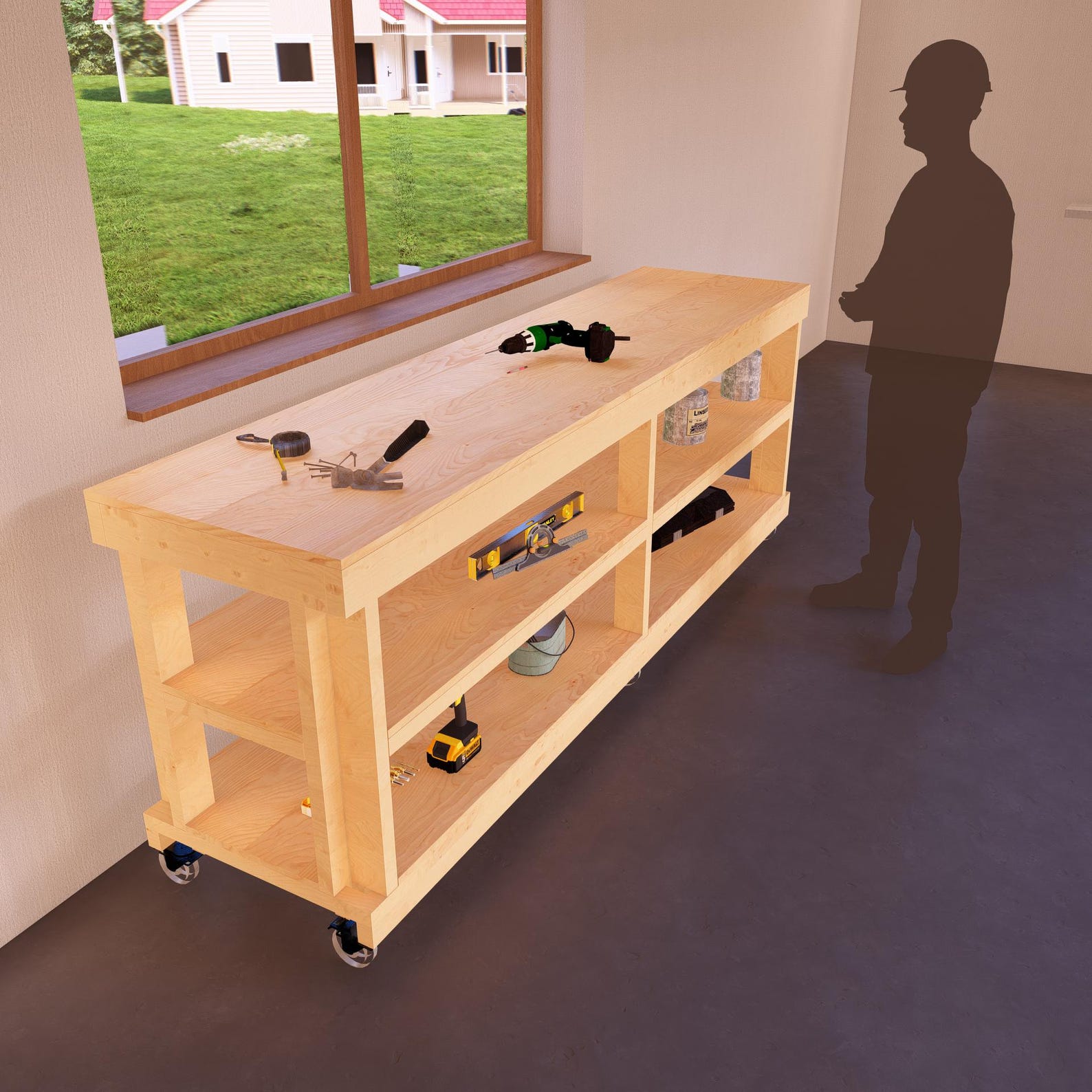 DIY Modular Garage Workbench Plans in 2x8 Size, Perfect for Narrow ...