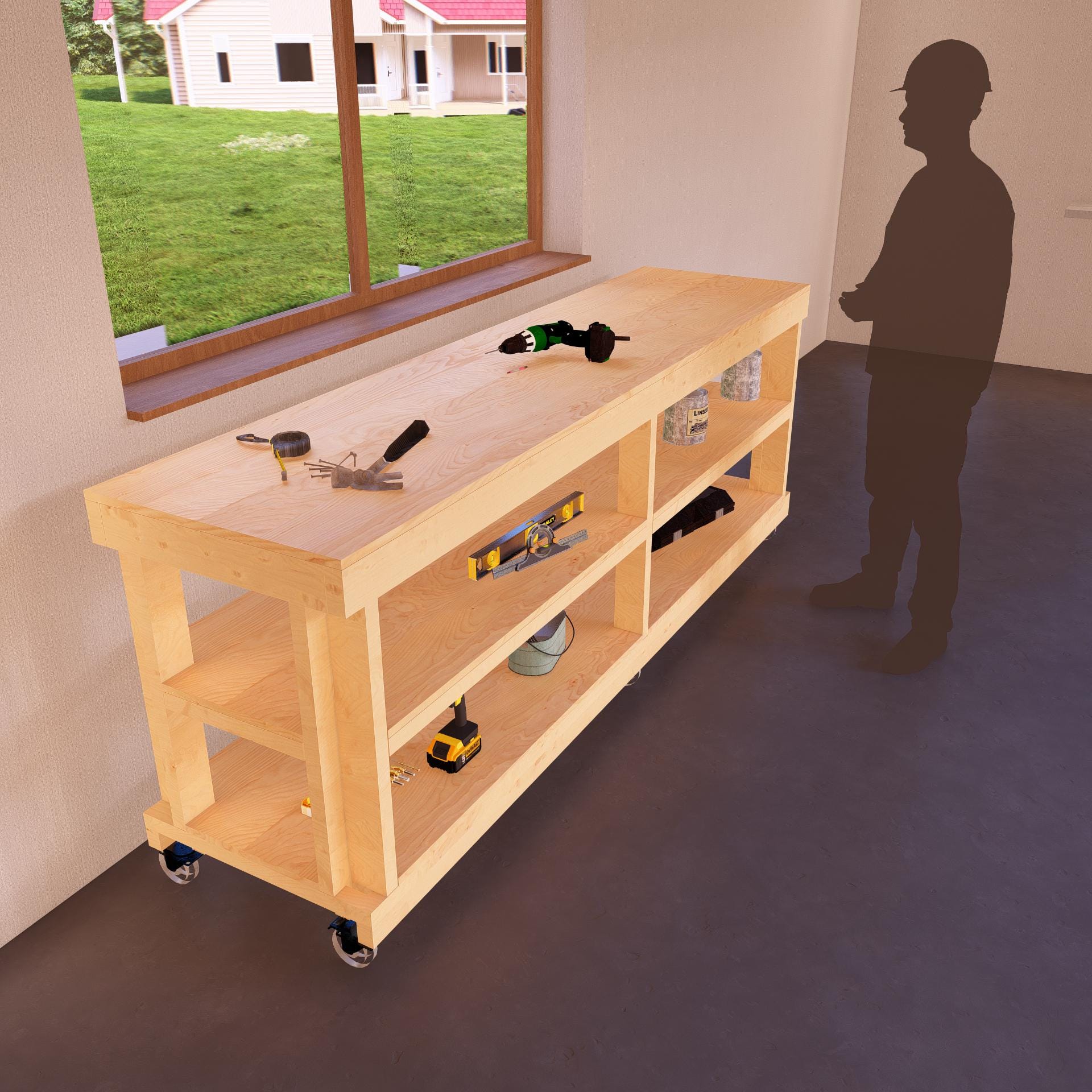 DIY Modular Garage Workbench Plans in 2x8 Size, Perfect for Narrow ...