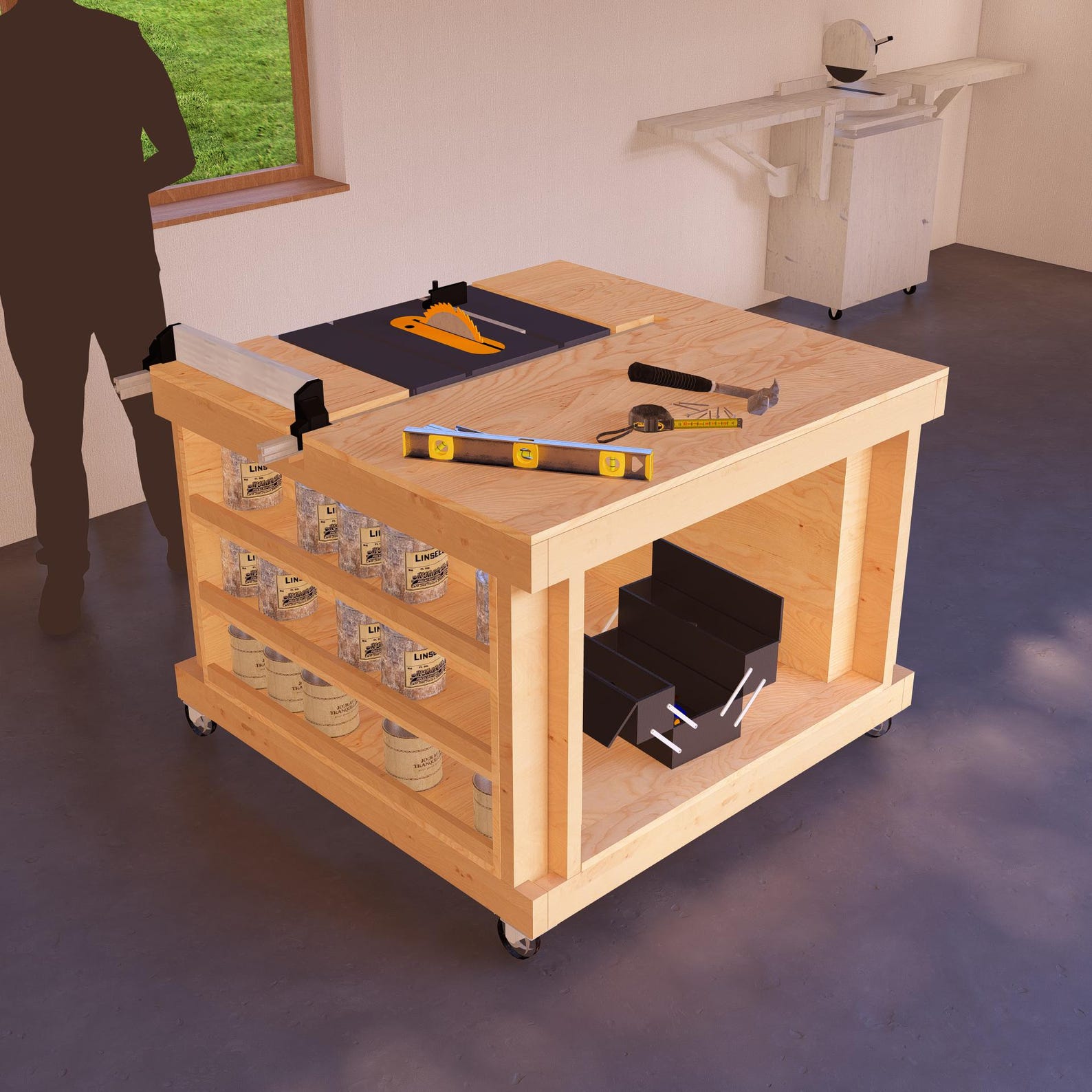 4x4 Versatile Modular Workbench Plans With Table Saw Station & Storage ...