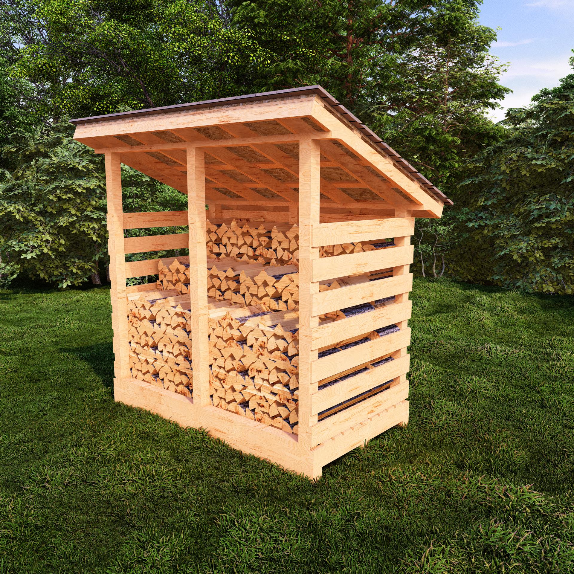 DIY Open Firewood Shed Plans, 4x8 Ft Slatted Wooden Storage for Proper ...
