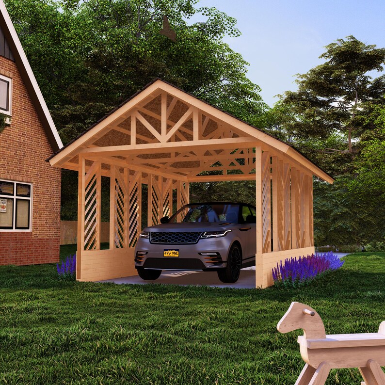 DIY Wooden Single Car Garage Plans: Garden Integration (PDF Download ...