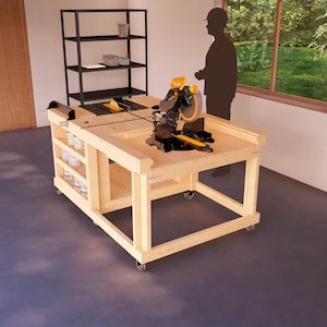 Premium DIY Mobile Garage Workbench Plans - Expandable 4x6 Foldable ...