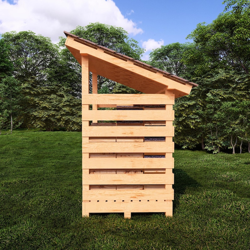 DIY Firewood Shed Plan, Open-air Wood Storage, Weather-resistant Timber ...