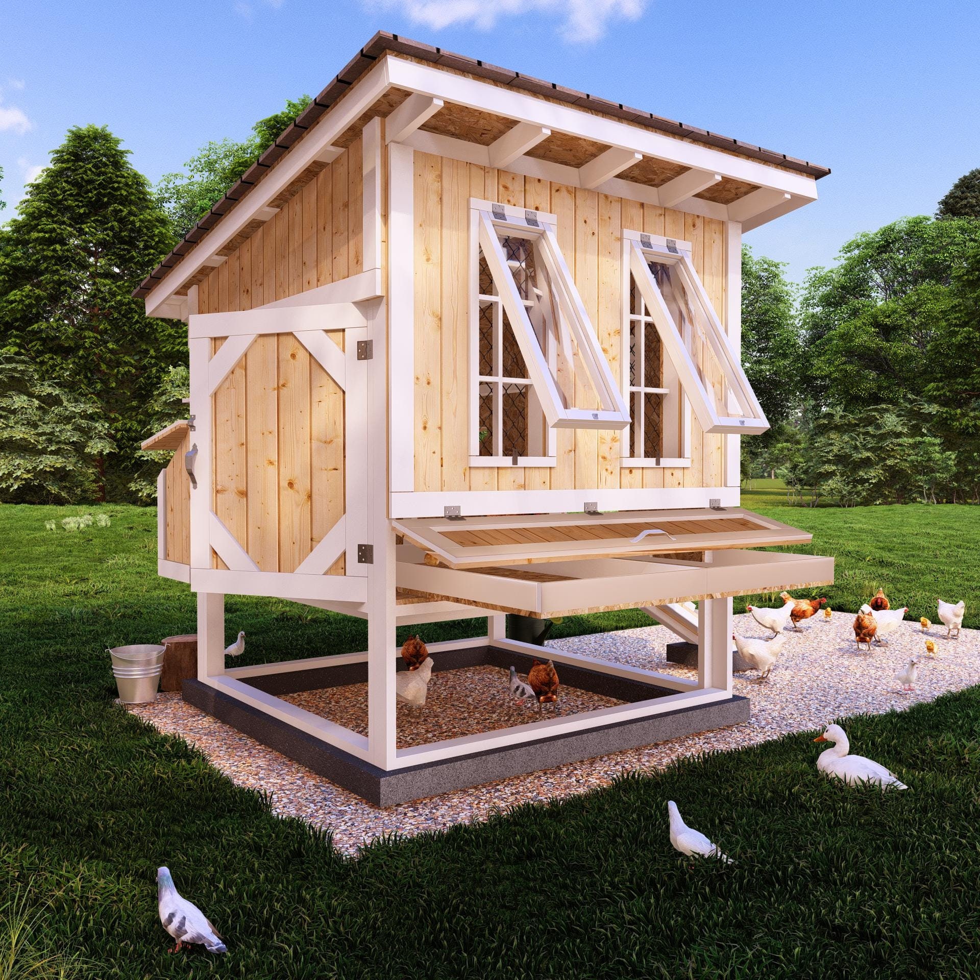 Chicken Coop Plans for 16 Chickens 6x6 Ft, DIY Hen House Blueprint, PDF ...