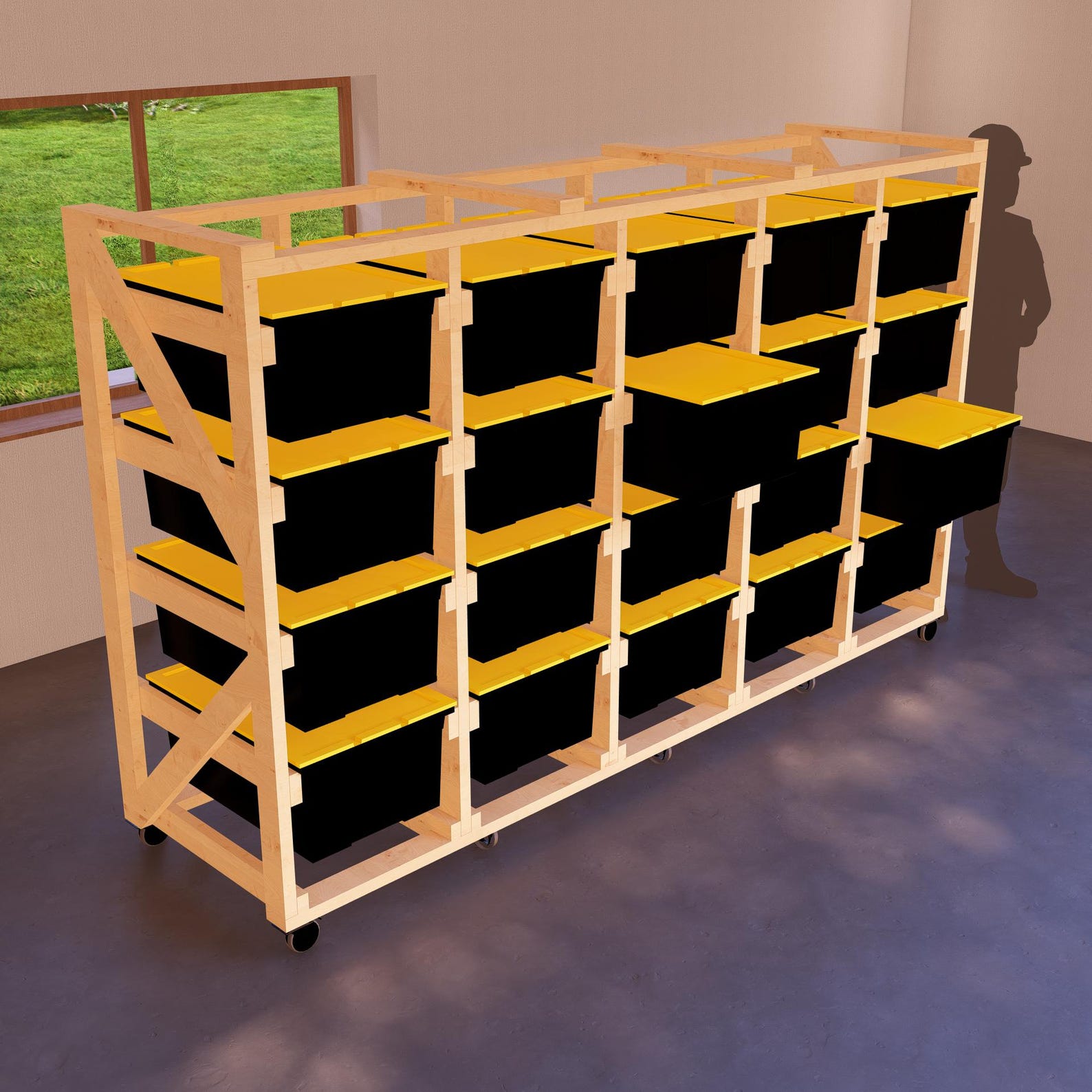 Modular 27-gallon DIY Tote Rack Plans, Sturdy Wooden Shelving Unit for ...