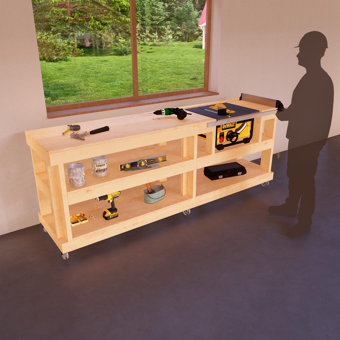 DIY 2x8 Mobile Garage Modular Workbench Plans – Compact Table Saw ...