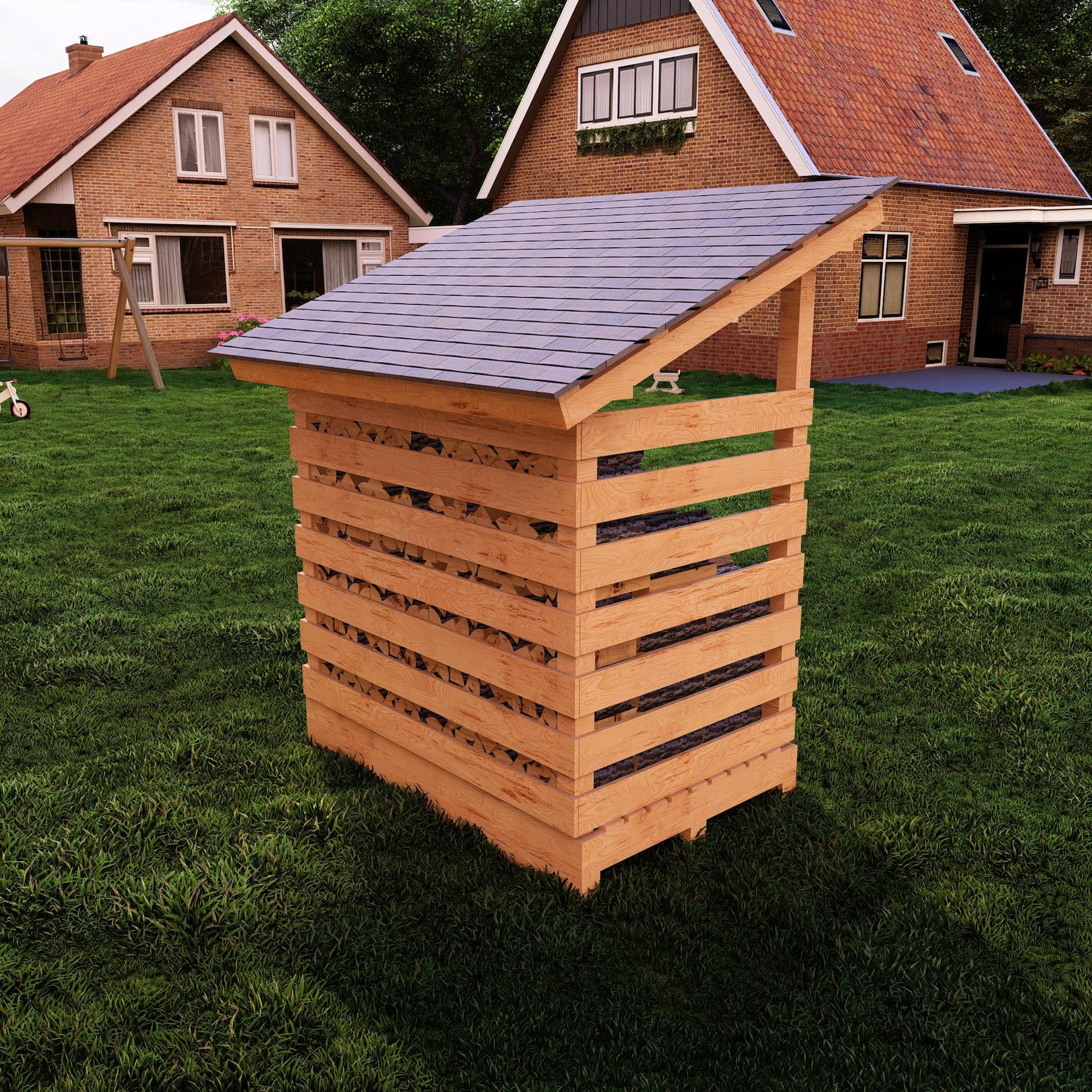 DIY 4x6 Ft Timber Firewood Shed Plans, Open-front Storage for Logs ...