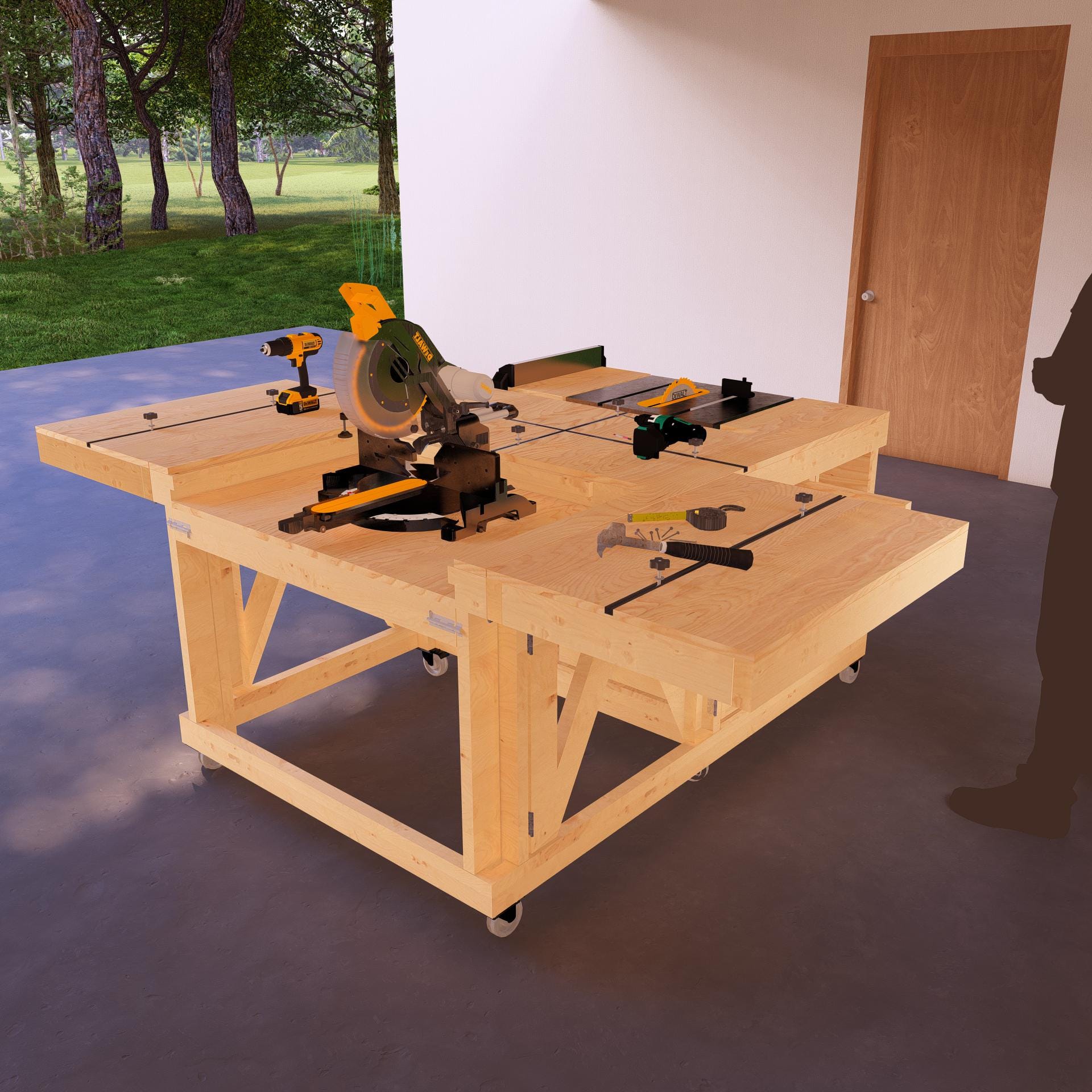 DIY Mobile Garage Workbench Plans, Versatile Station With Miter Saw ...