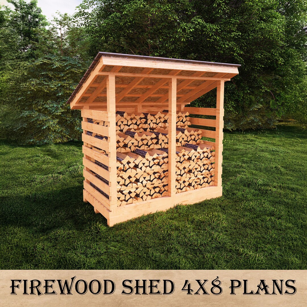 DIY Open Firewood Shed Plans, 4x8 Ft Slatted Wooden Storage for Proper ...