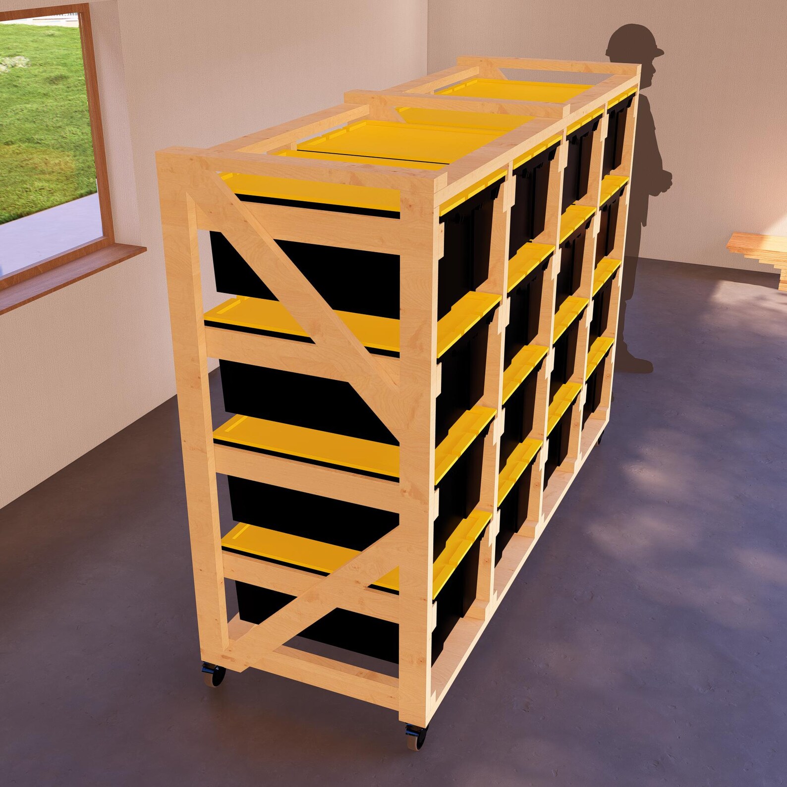 DIY 16-bin Tote Storage Rack Plans, Wooden Modular Shelves for 27 ...