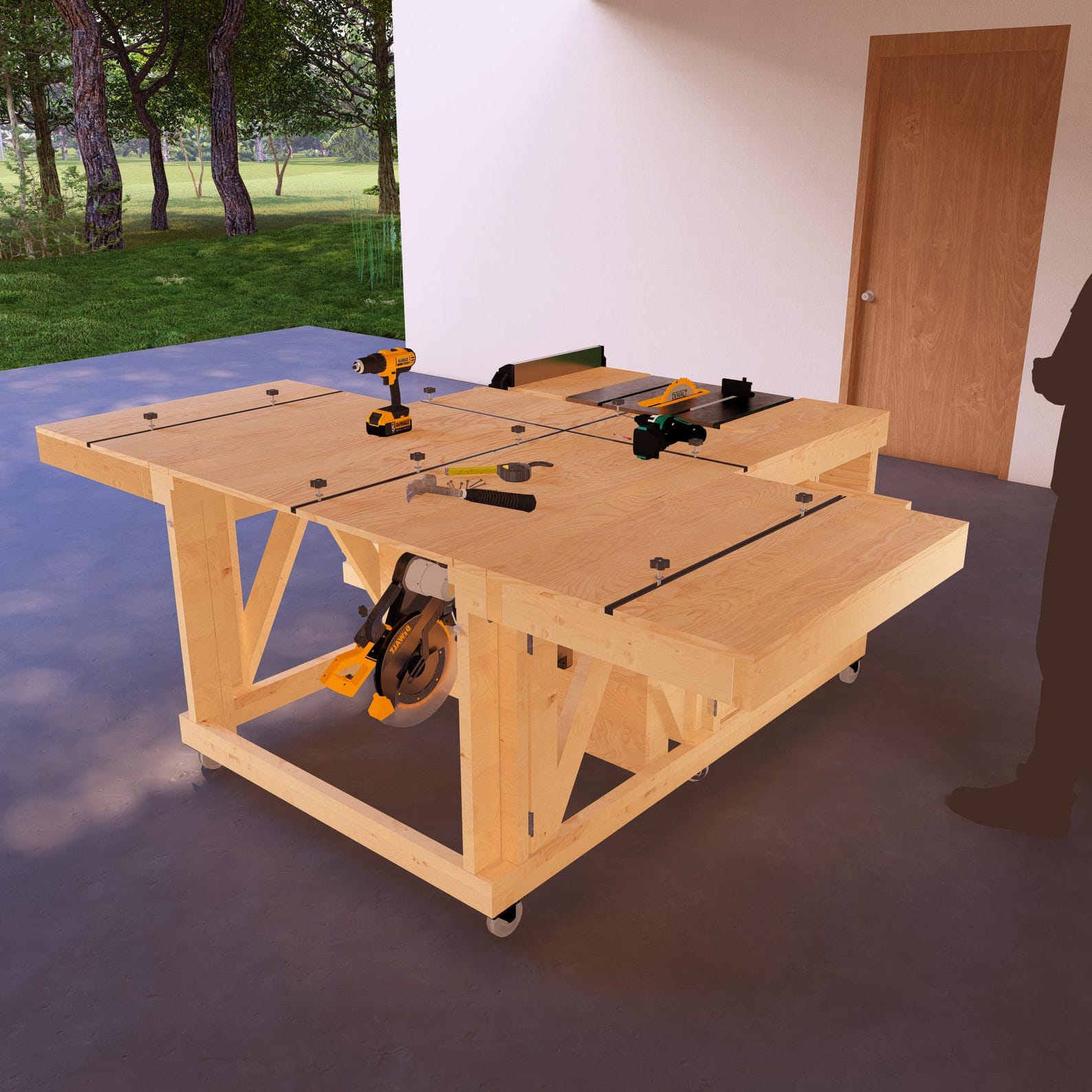 DIY Mobile Garage Workbench Plans, Versatile Station With Miter Saw ...