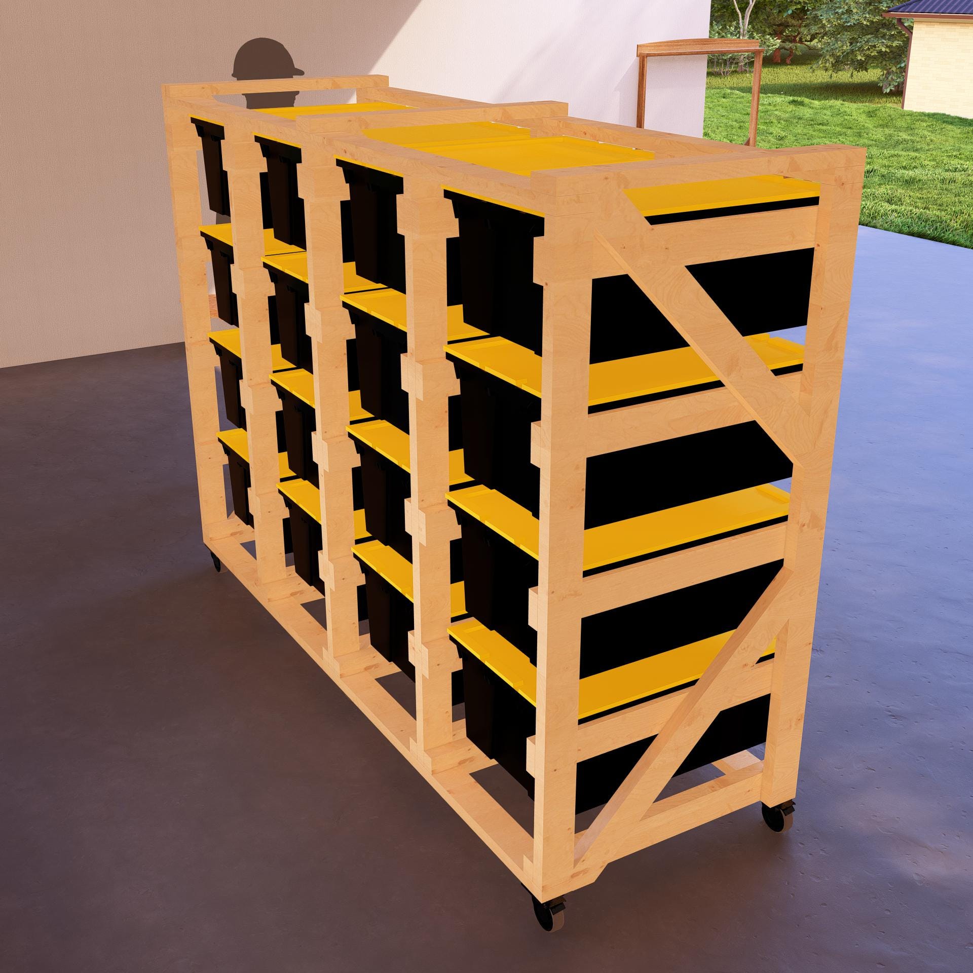 DIY 16-bin Tote Storage Rack Plans, Wooden Modular Shelves for 27 ...