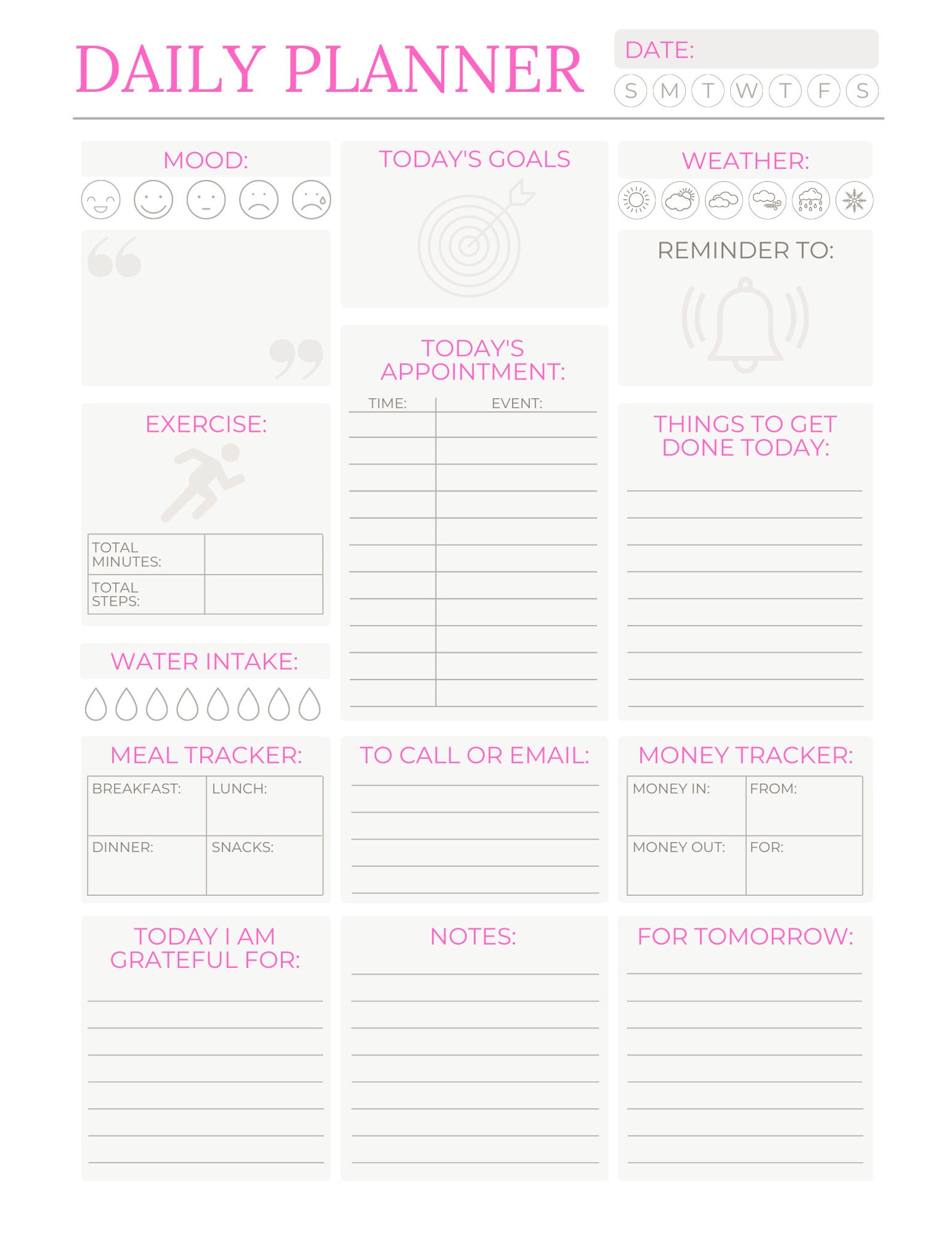 Daily To-do List, Downloadable, Easy Print, Minimal Productivity ...