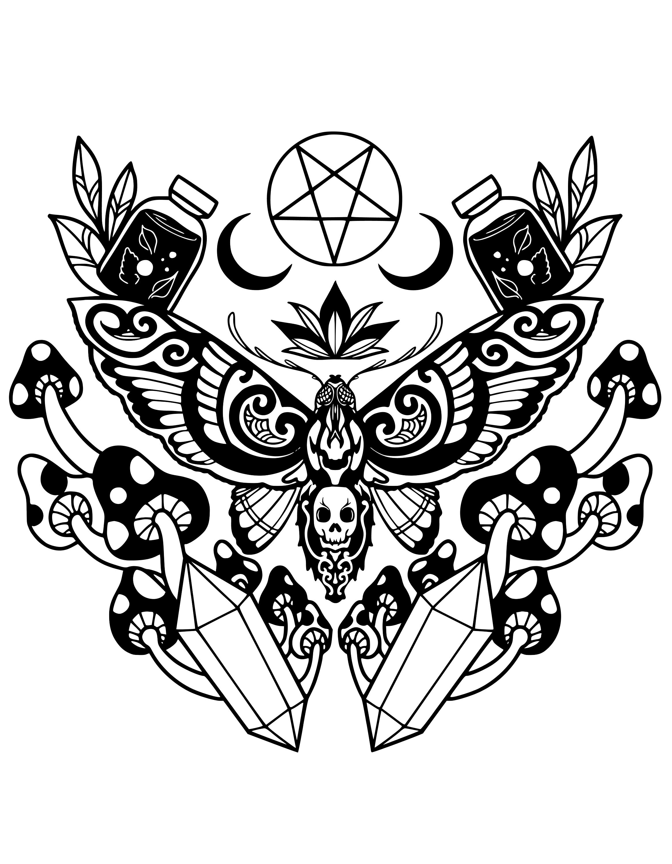 Witch Moth Pentagram SVG PDF PNG - Etsy