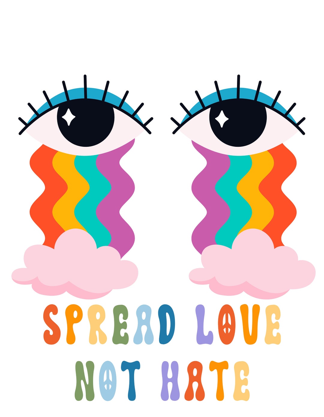 Spread Love Not Hate PNG, Hippie PNG, Peace PNG - Etsy