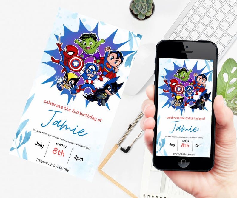 Editable Avengers Birthday Invitation Digital Template Superhero Party ...