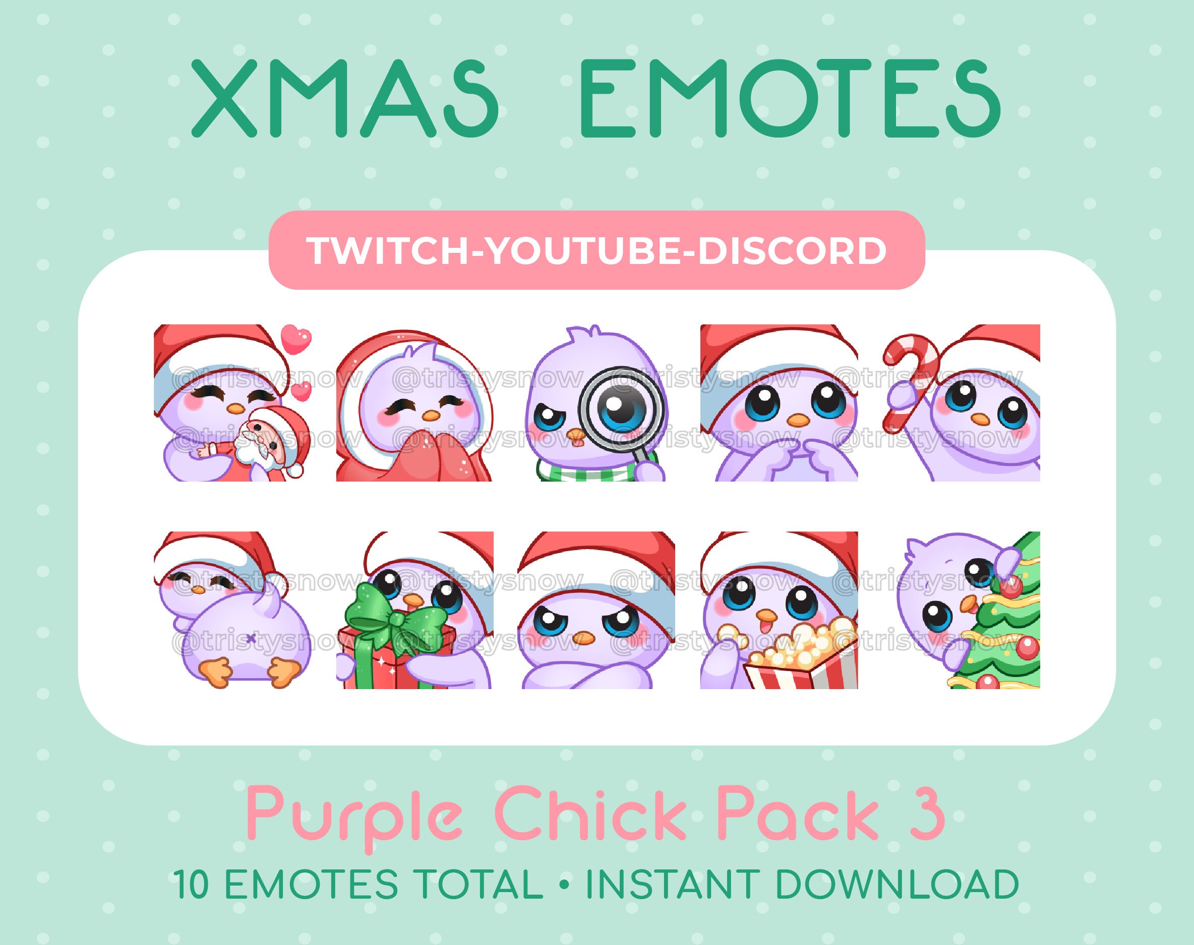 10 gestos navideños de pollito morado (paquete 3) para Twitch, Youtube ...