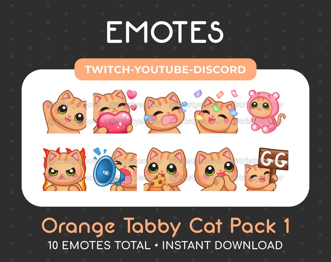 10 lindos emotes de gato malhado laranja (pacote 1) para Twitch ...