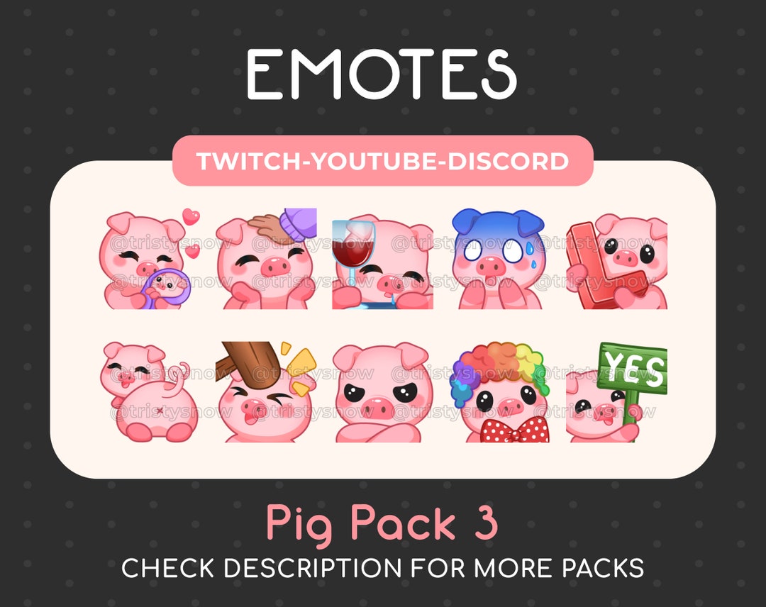 10 Cute Pig Emotes (pack 3) for Twitch, Youtube, Discord, Stream ...