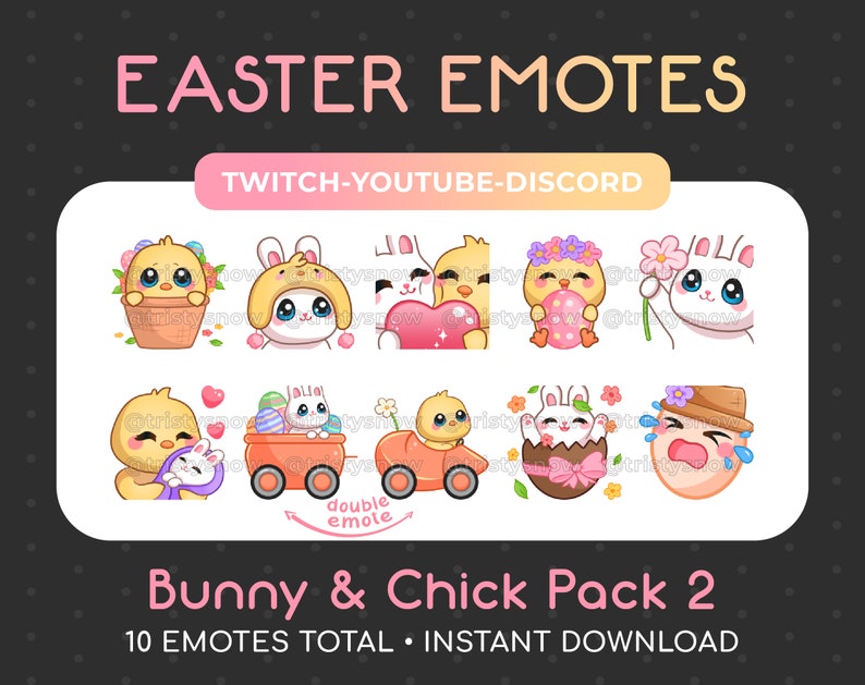 10 Cute Easter Emotes pack 2 for Twitch, Youtube, Discord, Stream ...