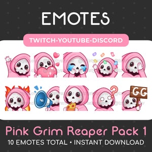 10 Animated Static Cute Grim Reaper Emotes pack 1 for Twitch, Youtube ...