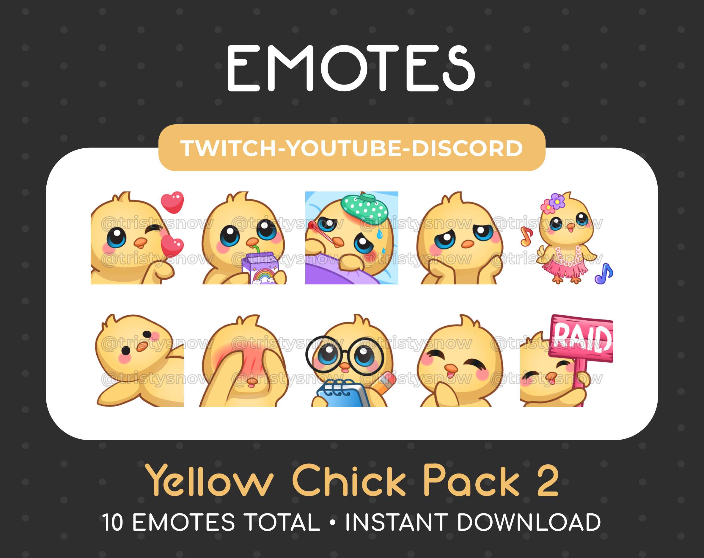 10 Cute Yellow Chick Emotes pack 2 for Twitch Youtube - Etsy