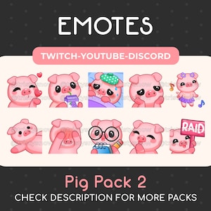 10 Cute Pig Emotes (pack 2) for Twitch, Youtube, Discord, Stream ...