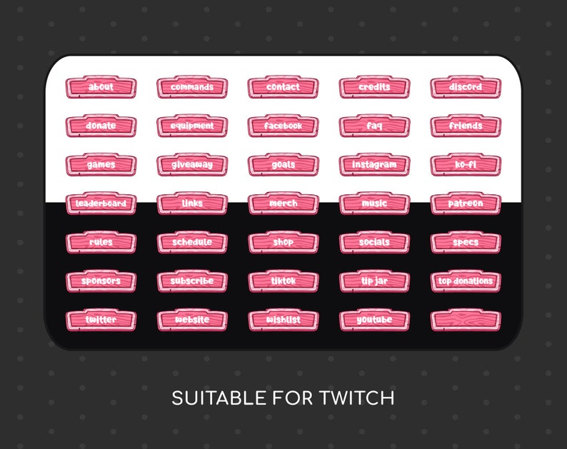 35 Cute Pink Wooden Sign Twitch Panels / Instant Download - Etsy