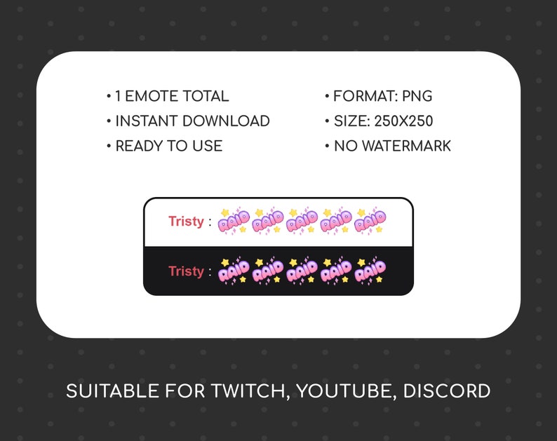 1 Cute Pink/purple RAID Emote for Twitch, Youtube, Discord, Stream ...